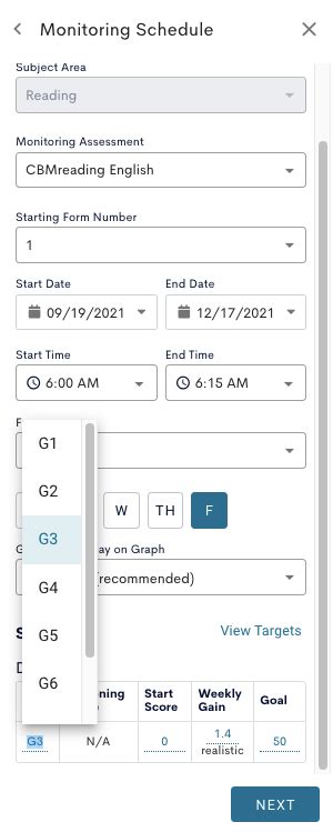 Off Grade Progress Monitoring Fastbridge