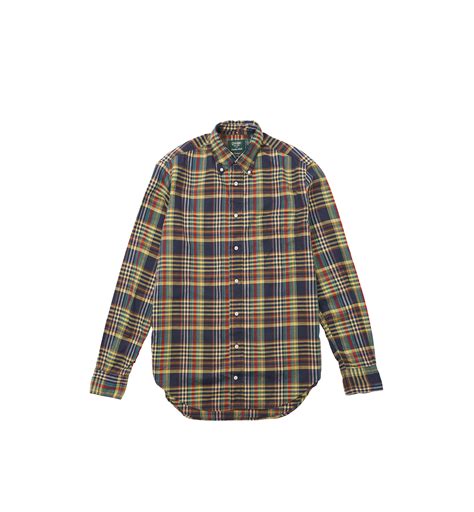 랜덤워크 Madras L S Shirt Navy Yellow