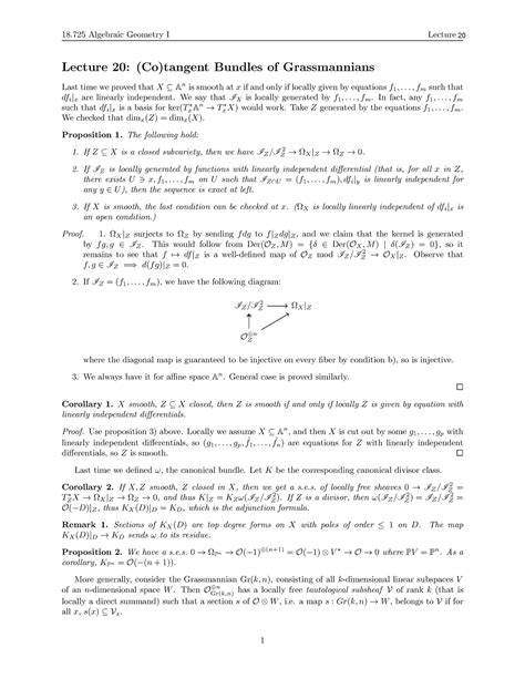 Algebraic Geometry Lecture 20 18 Algebraic Geometry I Lecture Lecture