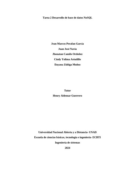 Tarea 2 Desarrollo De Base De Datos Nosql Pdf Bases De Datos Mongo Db