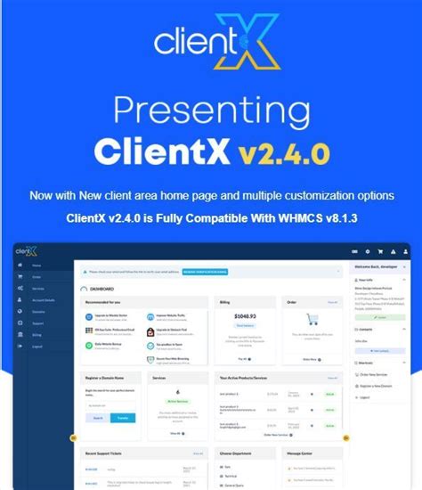 Clientx Whmcs Client Area Theme And Template 20 Off Templates