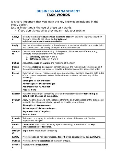 Bm Task Words Business Management Task Words It Is Very Important