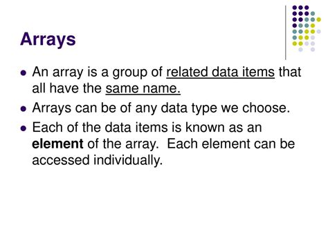 Arrays Topics Definition Of A Data Structure Definition Of An Array