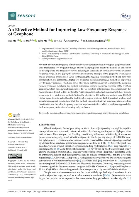 Pdf An Effective Method For Improving Low Frequency Response Of Geophone