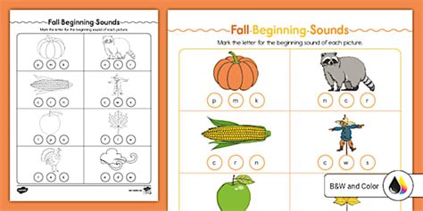 Fall Beginning Sounds Activity Professor Feito Twinkl