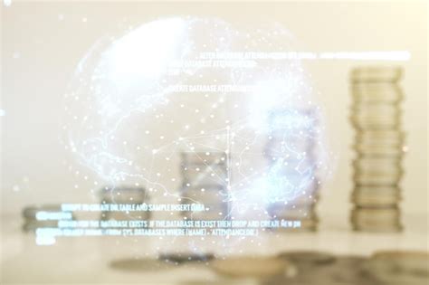 Premium Photo Multi Exposure Of Abstract Creative Coding Sketch And World Map On Stacks Of