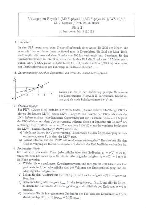 Übungen 2 Übungsaufgaben Physik 1 2022 23 Physik I Mechanik und