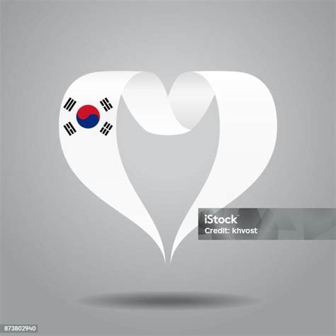 대한민국 국기 하트 모양의 리본입니다 벡터 일러스트입니다 개념에 대한 스톡 벡터 아트 및 기타 이미지 개념 곡선 국가