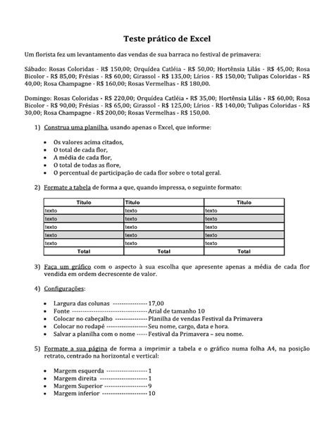Excel Teste Prático Básico Pdf