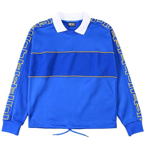 【楽天市場】 Diesel ディーゼル メンズ レディース 男女兼用 サイドロゴプリント 襟付き ジャージー素材 プルオーバースウェットシャツ