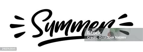 여름 손으로 그린 서 예 현대적인 필기 붓 글자 디자인 여름 텍스트 구성 벡터 타이포그래피 개념에 대한 스톡 벡터 아트 및 기타