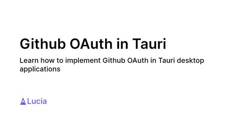 Github Oauth In Tauri · Lucia