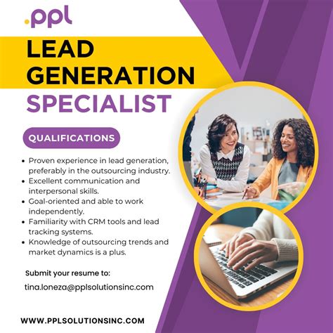 Job Title Lead Generation Specialist Company Ppl Solutions Inc Are