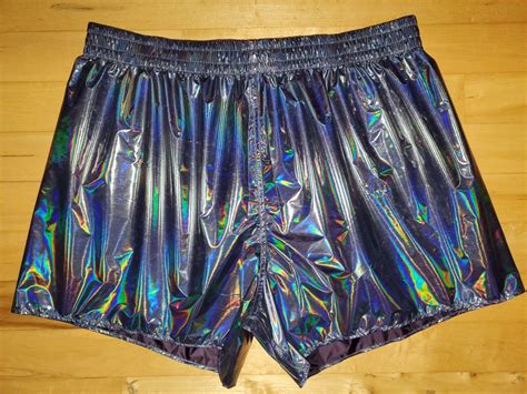 Shiny Purple Rainbow Reflective Shorts Gym Wear For Women Short