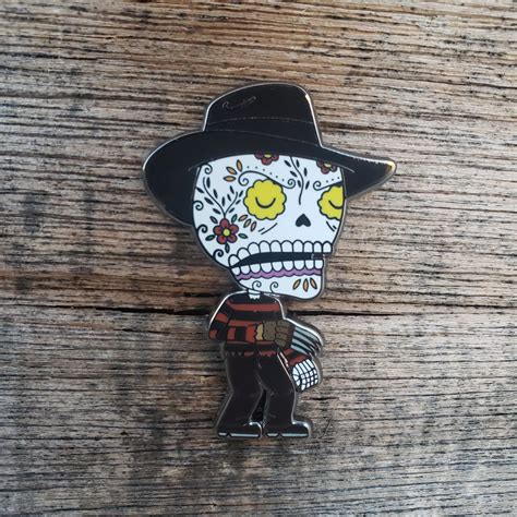 Freddy Krueger Calavera Hard Enamel Pin Artwork By Jose Pulido