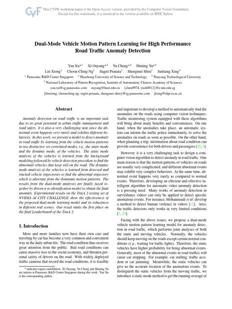 Dual Mode Vehicle Motion Pattern Learning For High Performance Road Traffic Anomaly Detection