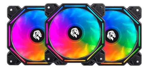 Kit 3 Fans Cooler Led 120mm Gabinete Cpu Rainbow 120x120mm