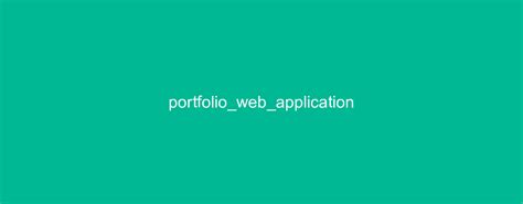 portfolio web application