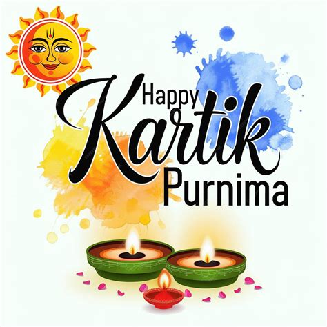 Kartik Purnima Poster With Handdrawn Diya And Indian Cultural Elements Premium Ai Generated Vector