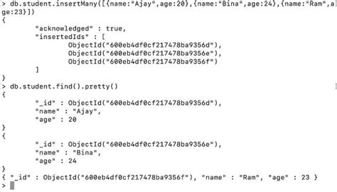 Mongodb Insertmany Method Sertmany Geeksforgeeks