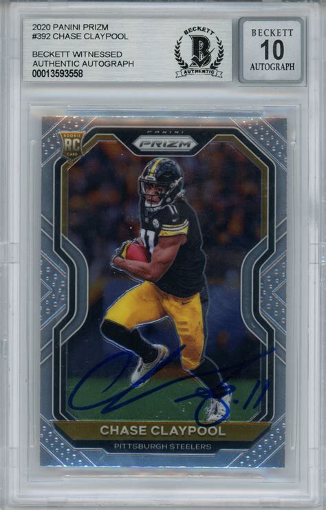 Chase Claypool Autographed 2020 Panini Prizm Rookie Card Beckett 10 Slab Denver Autographs