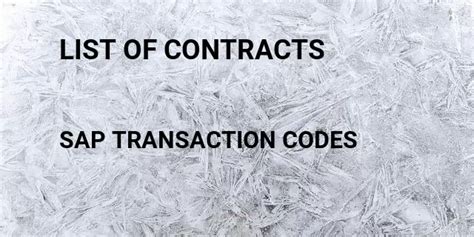 List Of Contracts Tcode In SAP Transaction Codes List