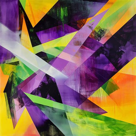 Dynamic Abstract Art Featuring Angular Lines And Vibrant Colors Showcasing A Blend Of Purple