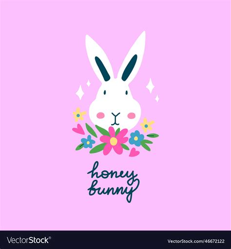 Happy Easter Greeting Card With Cute Rabbit Vector Image
