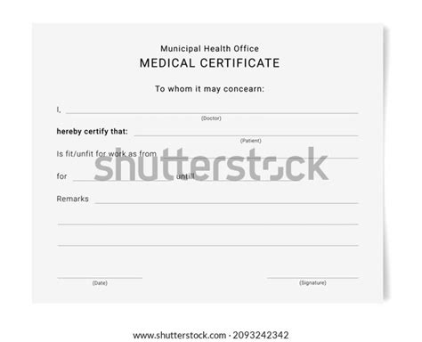 의료 증명서 병가 패드 서식 파일 스톡 일러스트 2093242342 Shutterstock