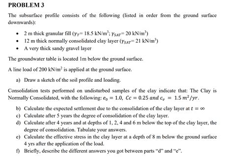 Solved Problem The Subsurface Profile Consists Of The Chegg