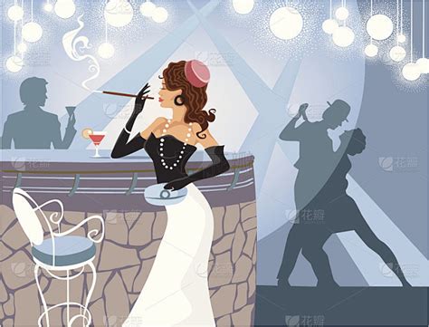 在酒吧抽烟的女孩