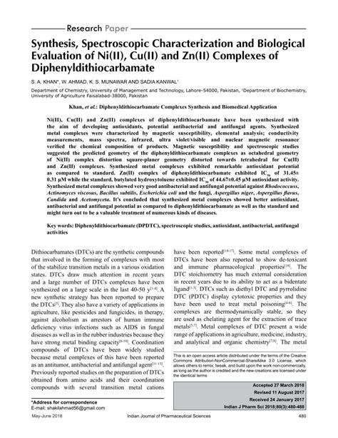 Pdf Synthesis Spectroscopic Characterization And Biological