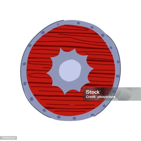 Combat Viking Shield Cartoon Vector Illustration Stock Illustration