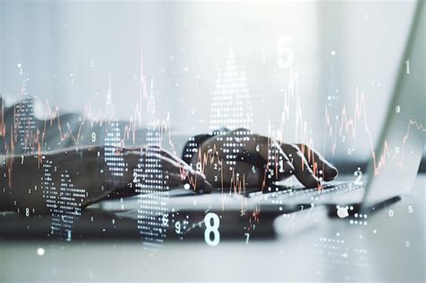 Premium Photo Multi Exposure Of Abstract Financial Graph With Hand