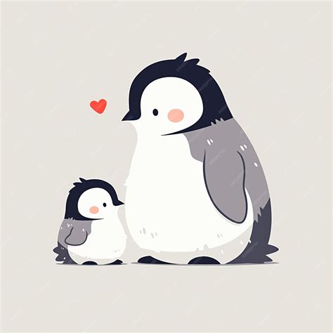 Premium Vector Emperor Penguin Caring For Its Chick
