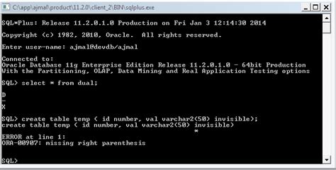 Sql Invisible Data Column In Oracle Stack Overflow