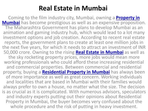 Ppt Real Estate Developers In Mumbai Powerpoint Presentation Free