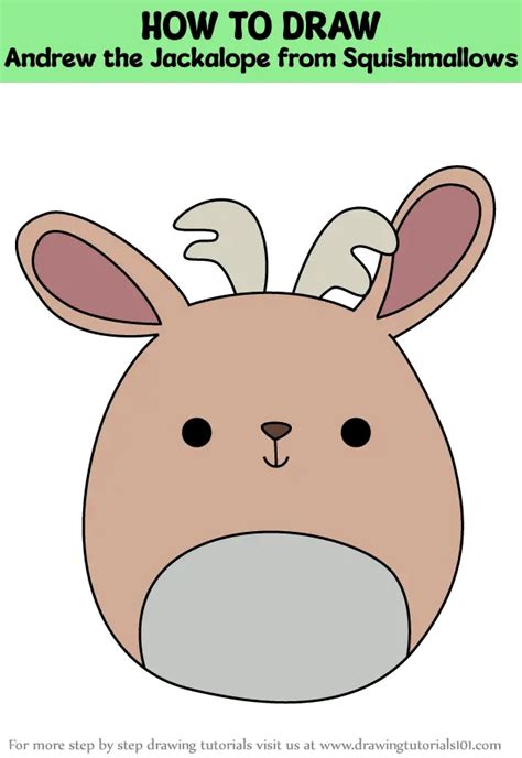 How To Draw Andrew The Jackalope From Squishmallows Squishmallows Step By Step