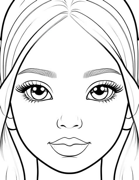 Раскраски Лицо Девочки распечатать бесплатно Happybrushes