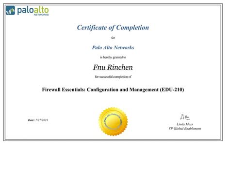 Pan Firewall Certificate Of Completion Ppt