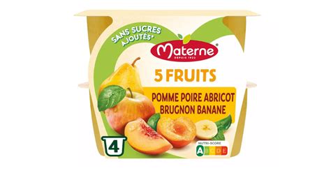 Compotes 5 Fruits Pomme Poire Abricot Brugnon Banane Sans Sucres