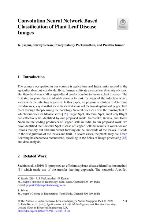 pdf convolution neural network based classification of plant leaf