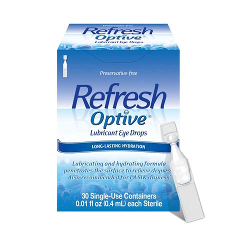 Refresh Optive Lubricant Preservative Free Eye Drops 30 Vials Dryeye Rescue