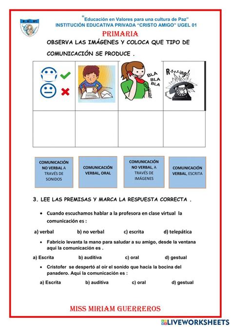 Ejercicio Interactivo De Clases De Comunicación Education School Joni