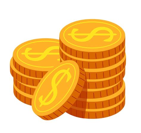 Premium Vector Golden Coin Stack Isolated On White Background Concept