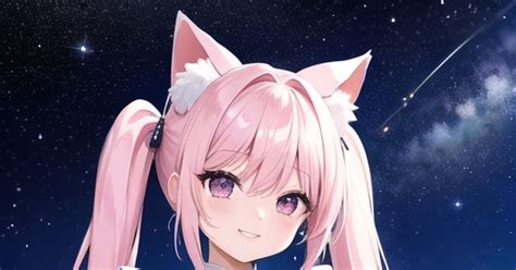Ai 猫耳桃長髪娘、桃弾のアリタ（有田）さん「石垣島の夜にて」 日向あすかのイラスト Pixiv