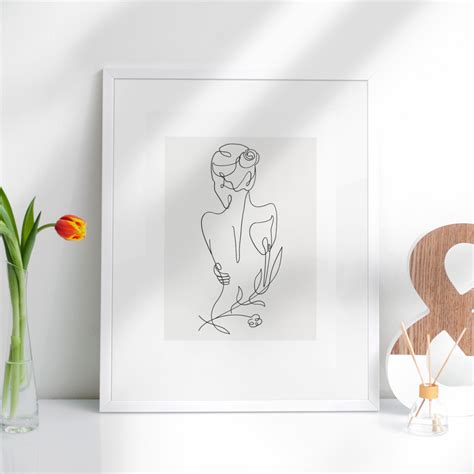 Naked Woman Line Art Naked Woman Print Single Line Art Female Line
