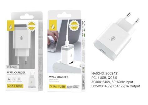 Embout Secteur Usb Charge Rapide 3 1a 5v S Basic Na0343 Blanc