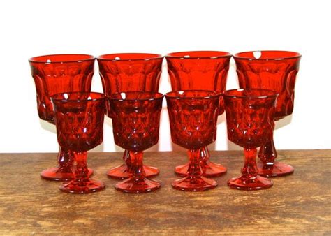 Eight Ruby Red Noritake Goblets Etsy Ruby Red Red Goblet