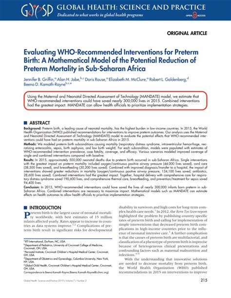 Pdf Evaluating Who Recommended Interventions For Preterm Birth A